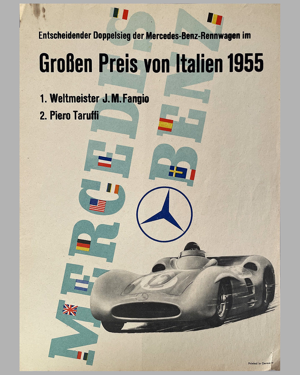 Mercedes Benz 1955 original factory victory poster - l'art et l'automobile