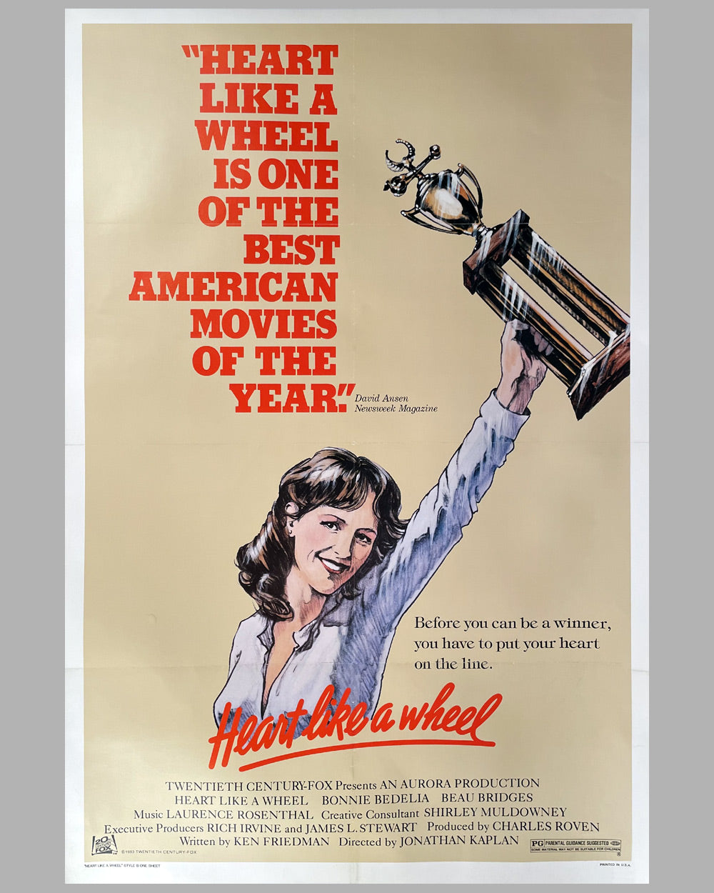 Heart Like A Wheel original movie poster, 1983 - l'art et l'automobile