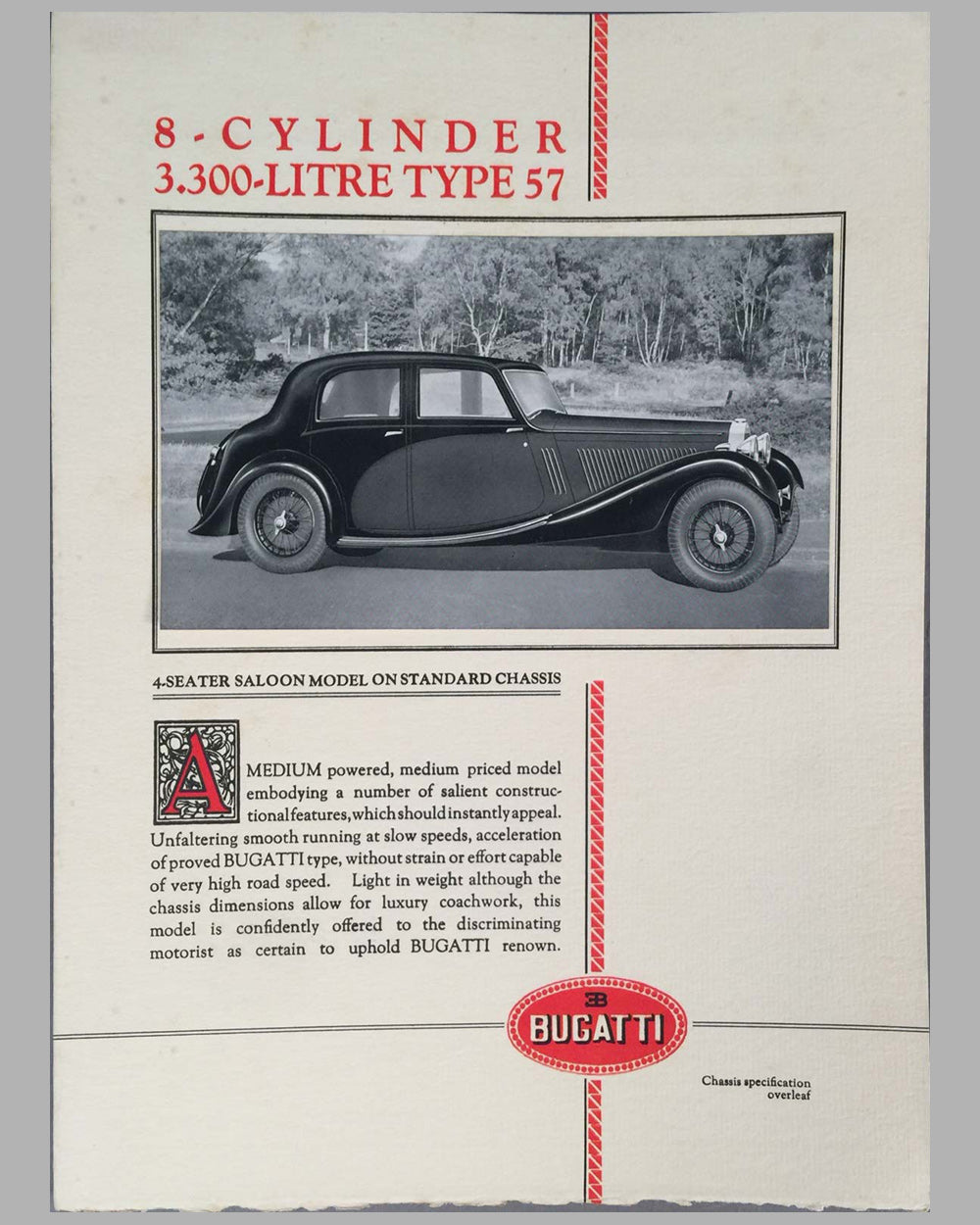 Bugatti Type 57 factory sales brochure - l'art et l'automobile