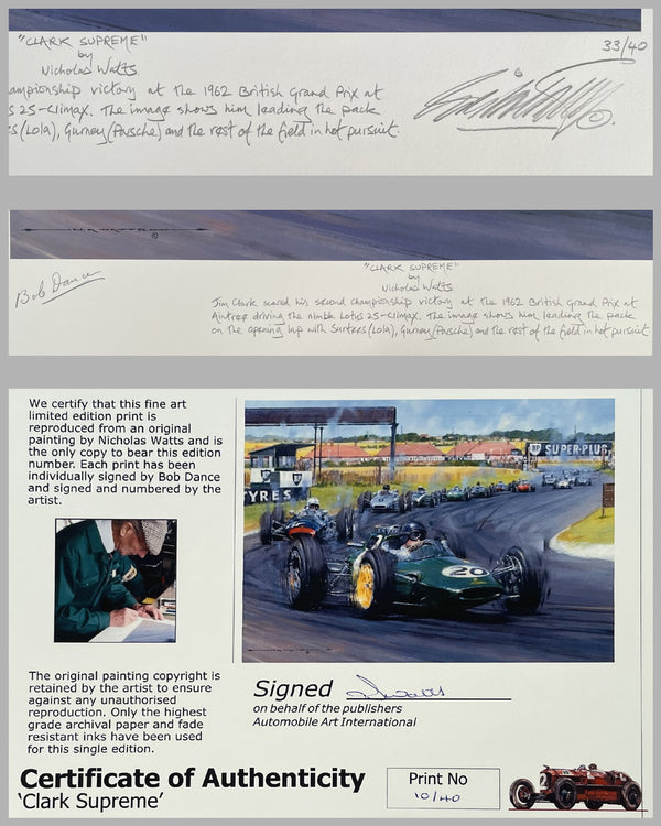 Clark Supreme giclée by Nicholas Watts, hand autographed by Bob Dance ...